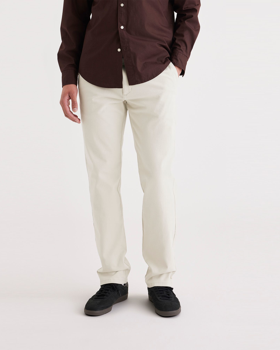 Front view of model wearing Sahara Khaki Men's Slim Fit Smart 360 Flex ...