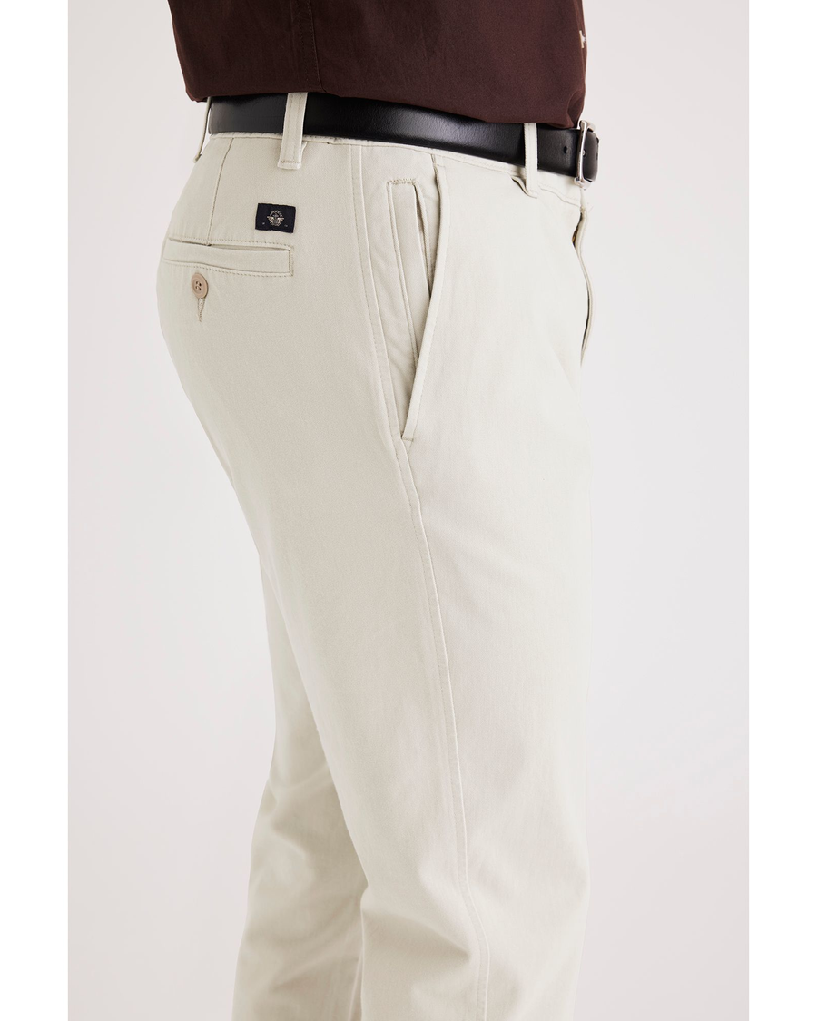Side view of model wearing Sahara Khaki Men's Slim Fit Smart 360 Flex ...